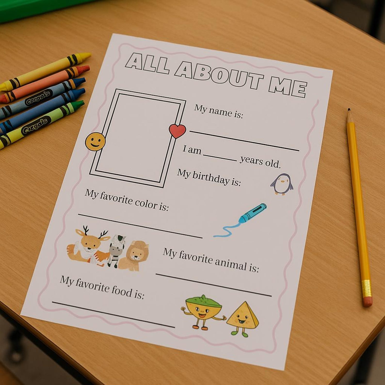All About Me Template, Pre-k Grade & Kindergarten, Elementary School ...