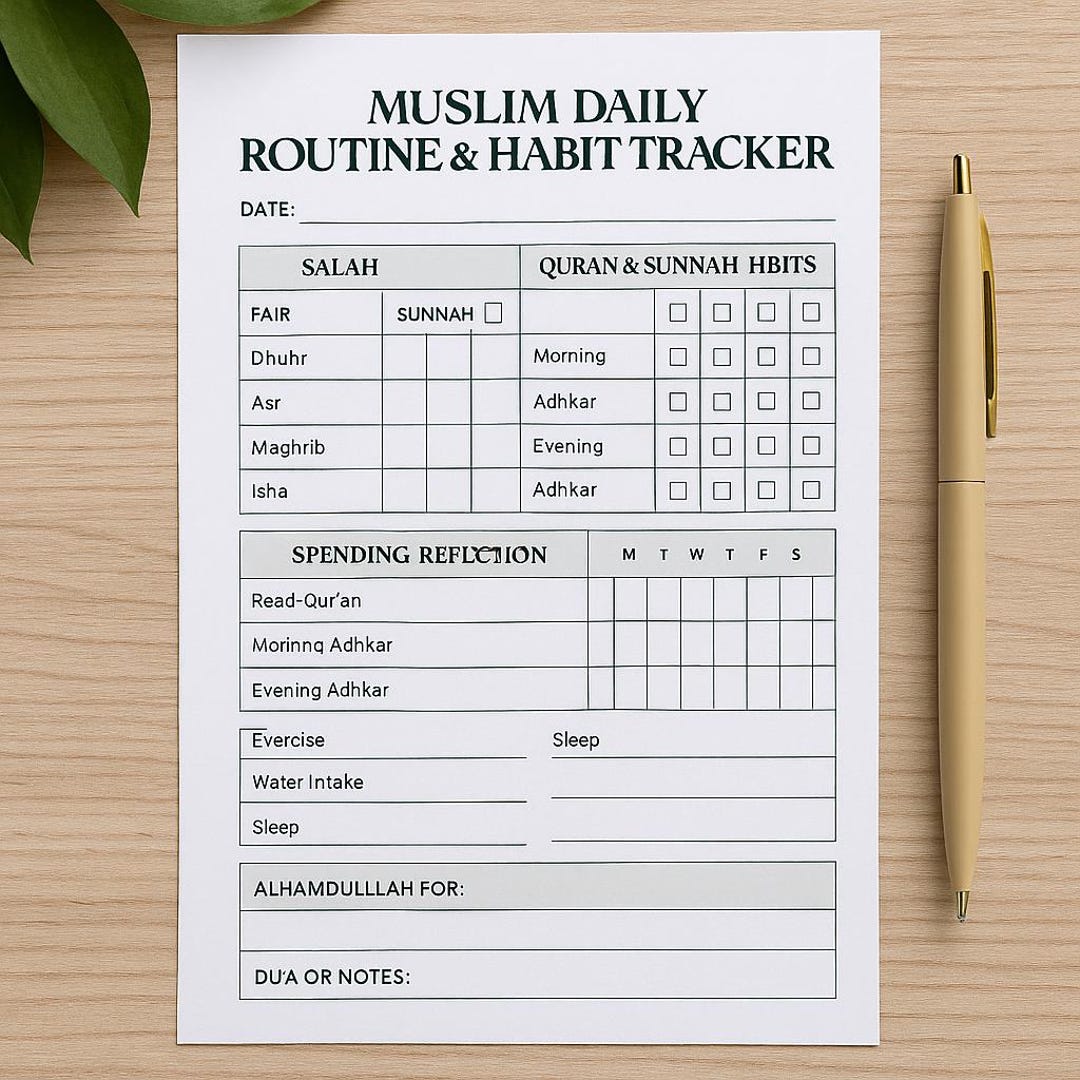 Muslim Daily Routine and Habit Tracker | Salah, Quran and Sunnah ...