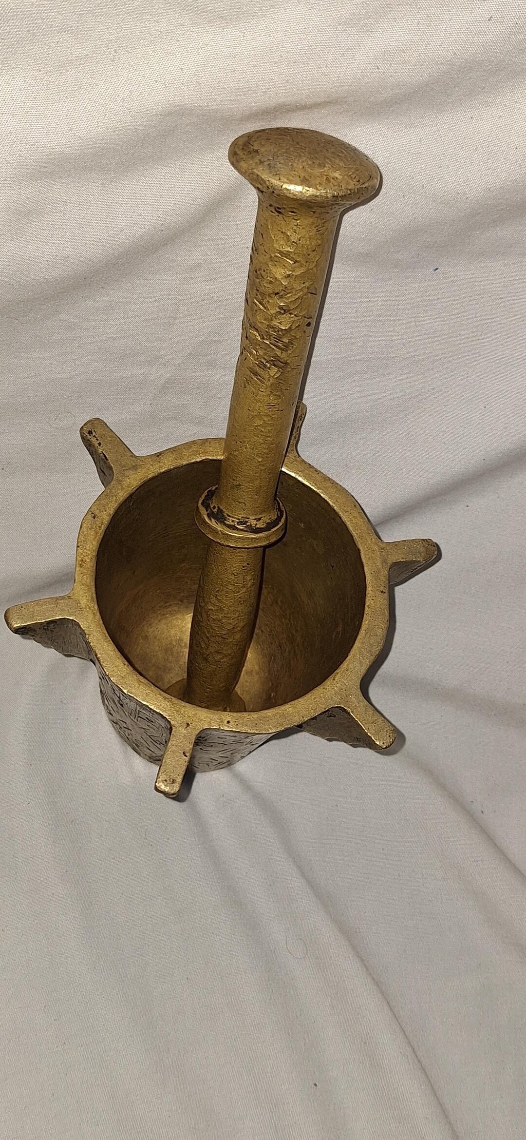 Antique Moroccan Mehraz - 100-year-old Brass Mortar & Pestle - Jewish ...