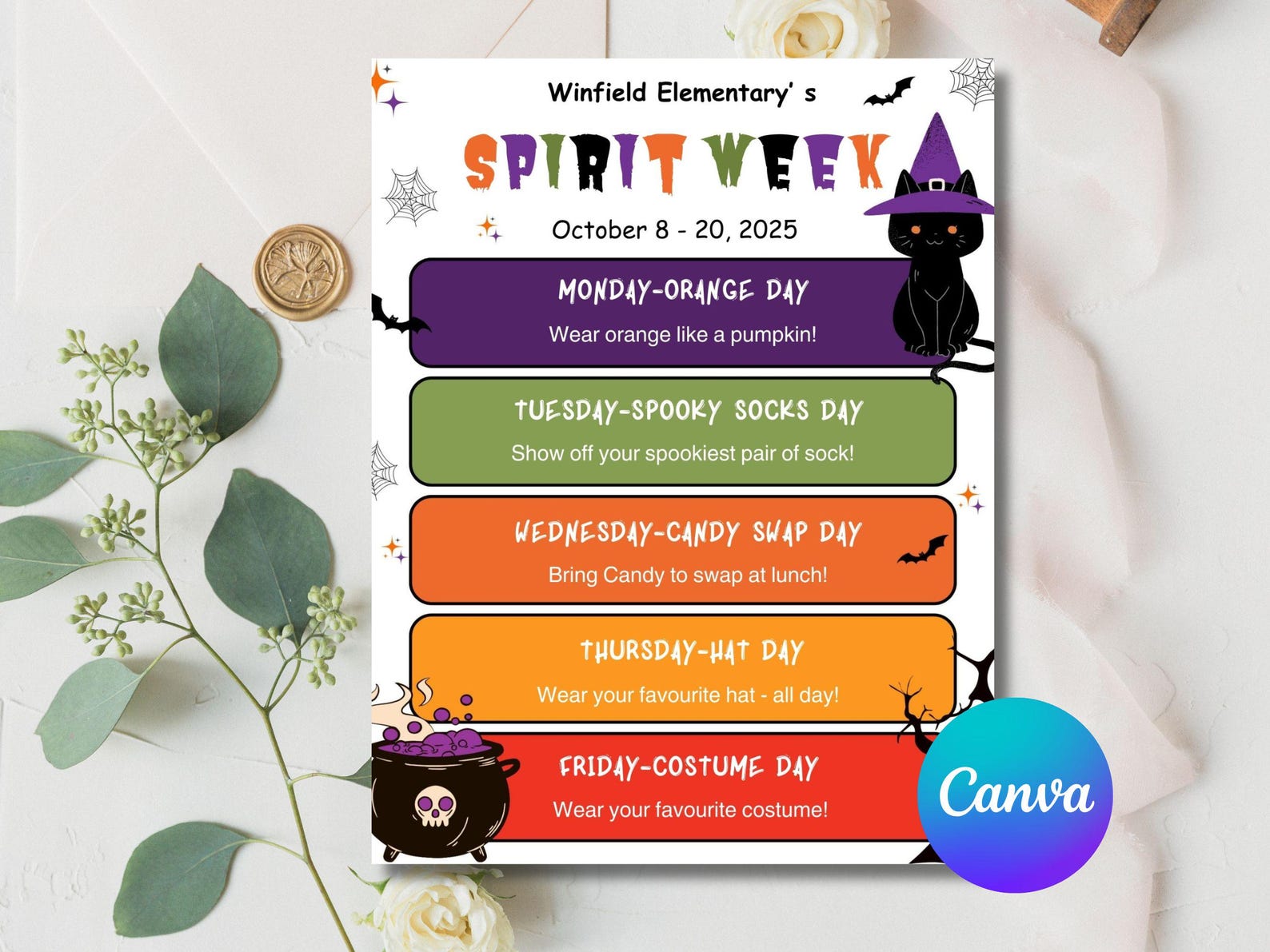 Editable Fall Spirit Week Flyer Template, Halloween Dress up Days ...