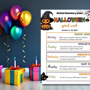 Editable Halloween Spirit Week Flyer: School Dress up Planner (8.5x11 ...
