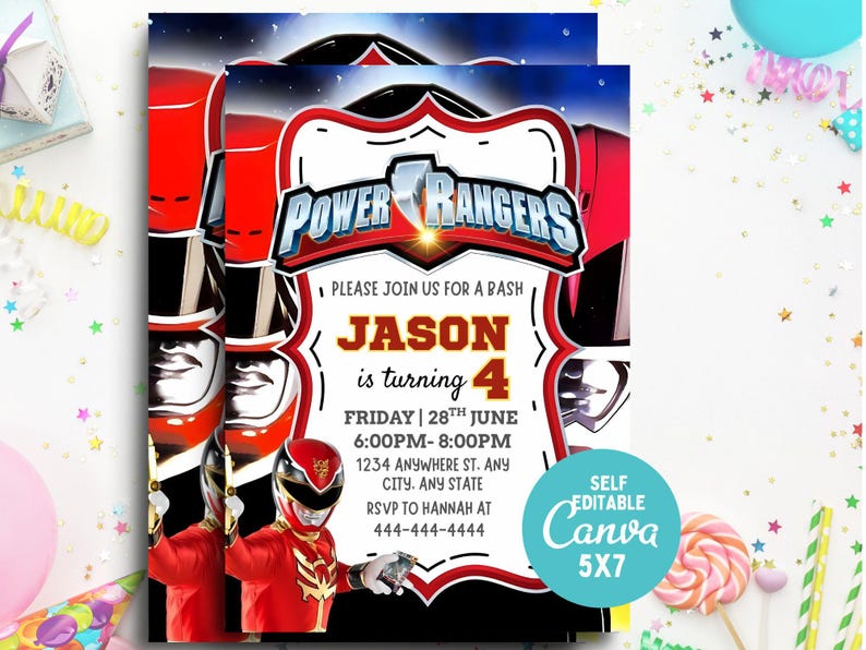 Power Rangers Birthday Invitation | Printable Rangers Invite, Ninja ...