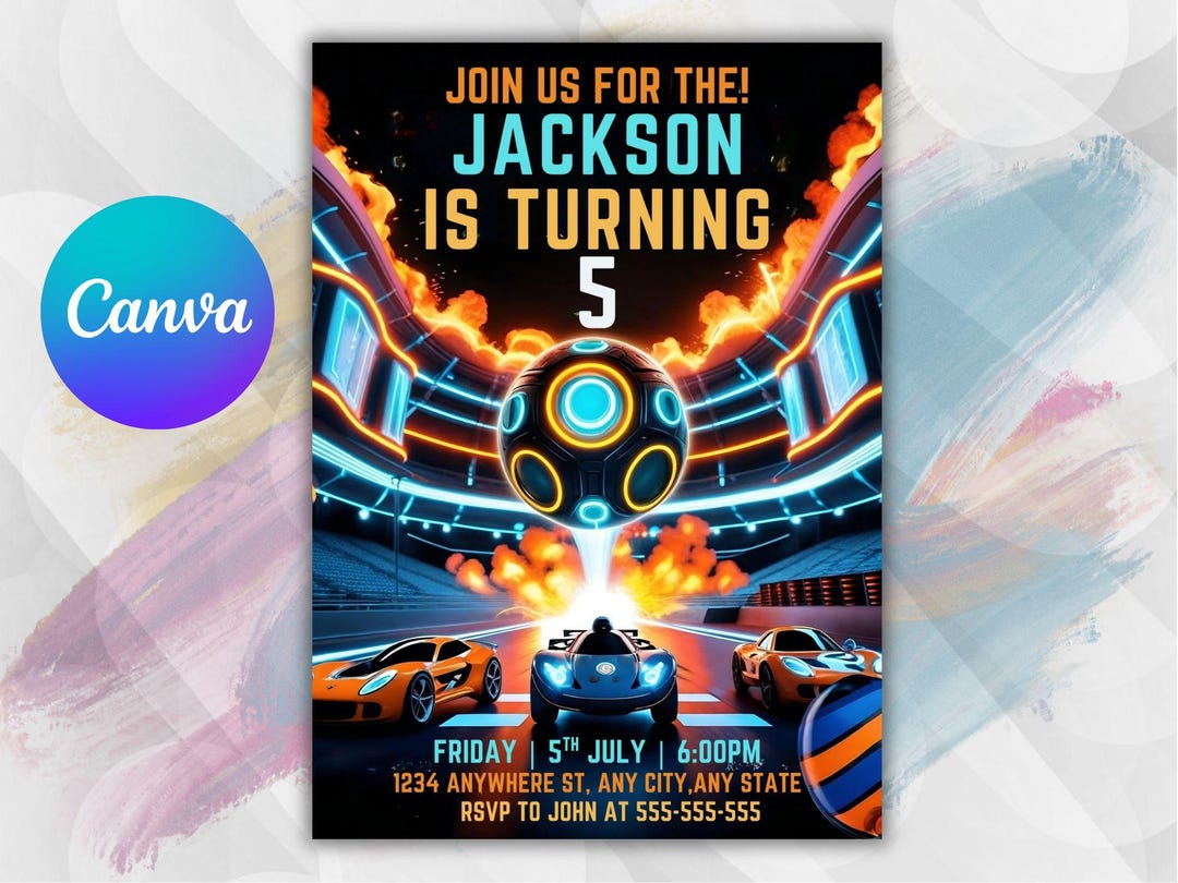 Rocket League Birthday Invitation: Editable Car Video Game Party (PDF ...