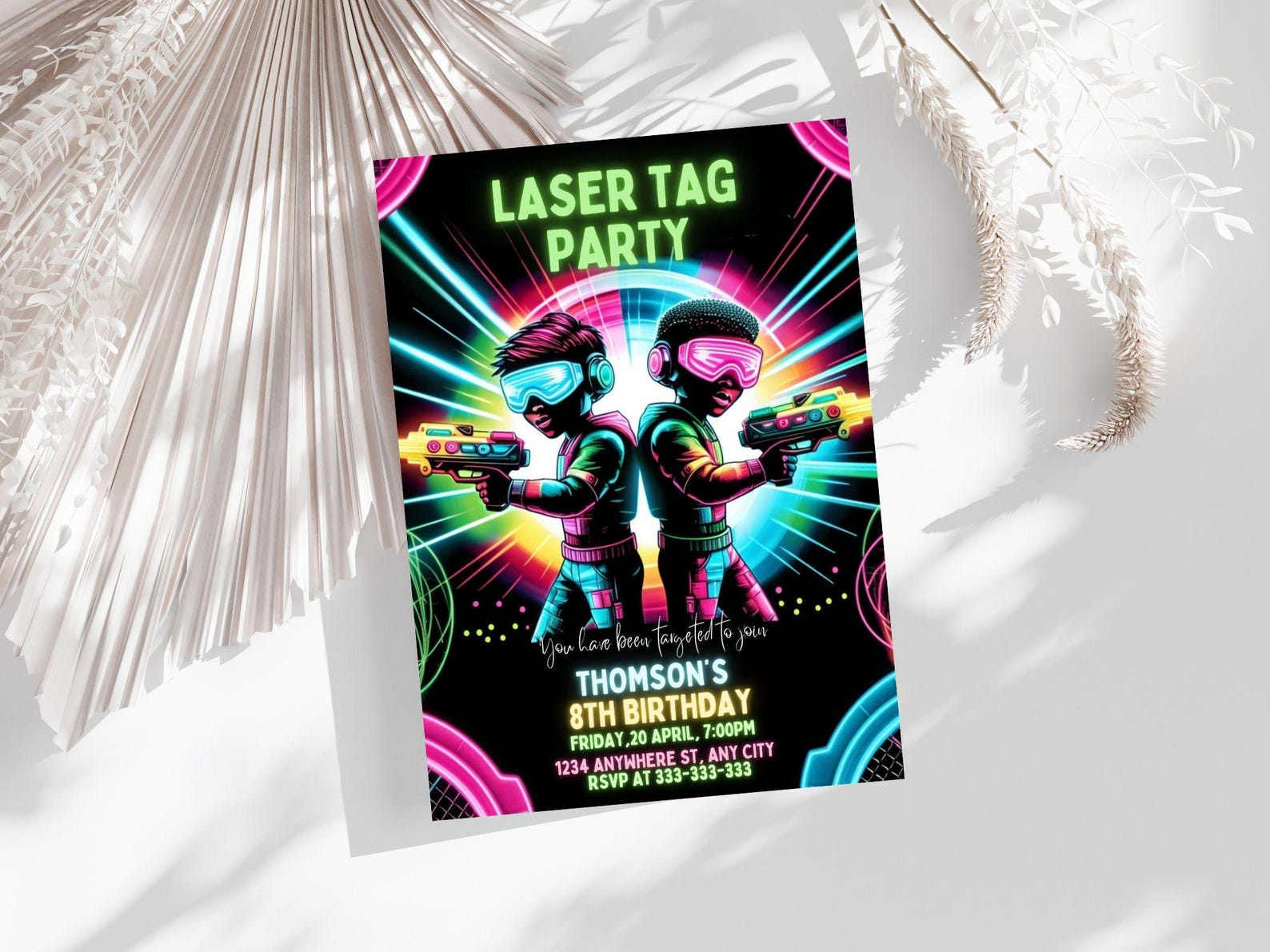 EDITABLE Laser Tag Birthday Invitation, Laser Tag Party Invite Template ...