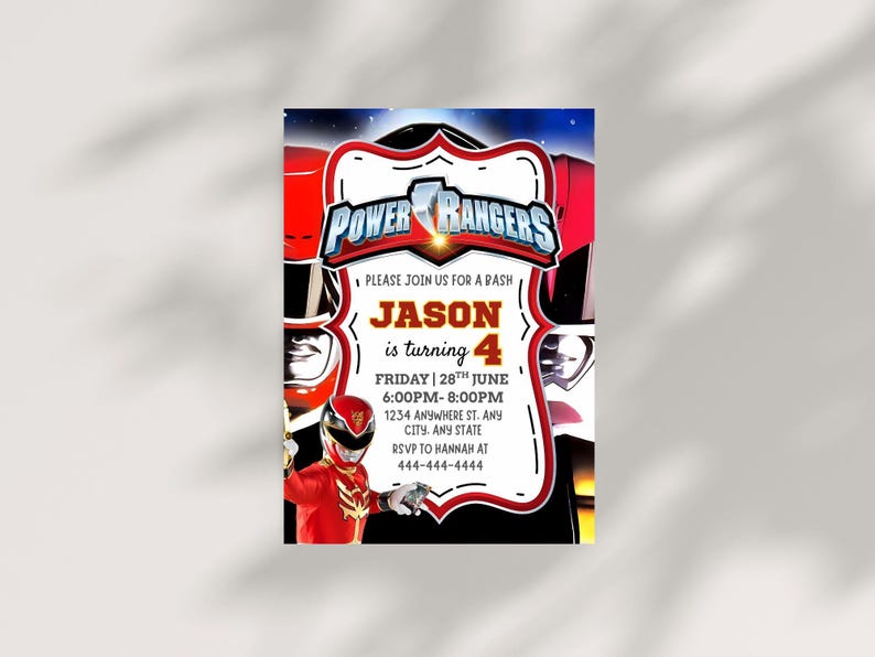 Power Rangers Birthday Invitation | Printable Rangers Invite, Ninja ...