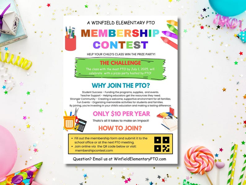 Editable PTA Membership Contest Flyer: Pizza Party Incentive (canva ...