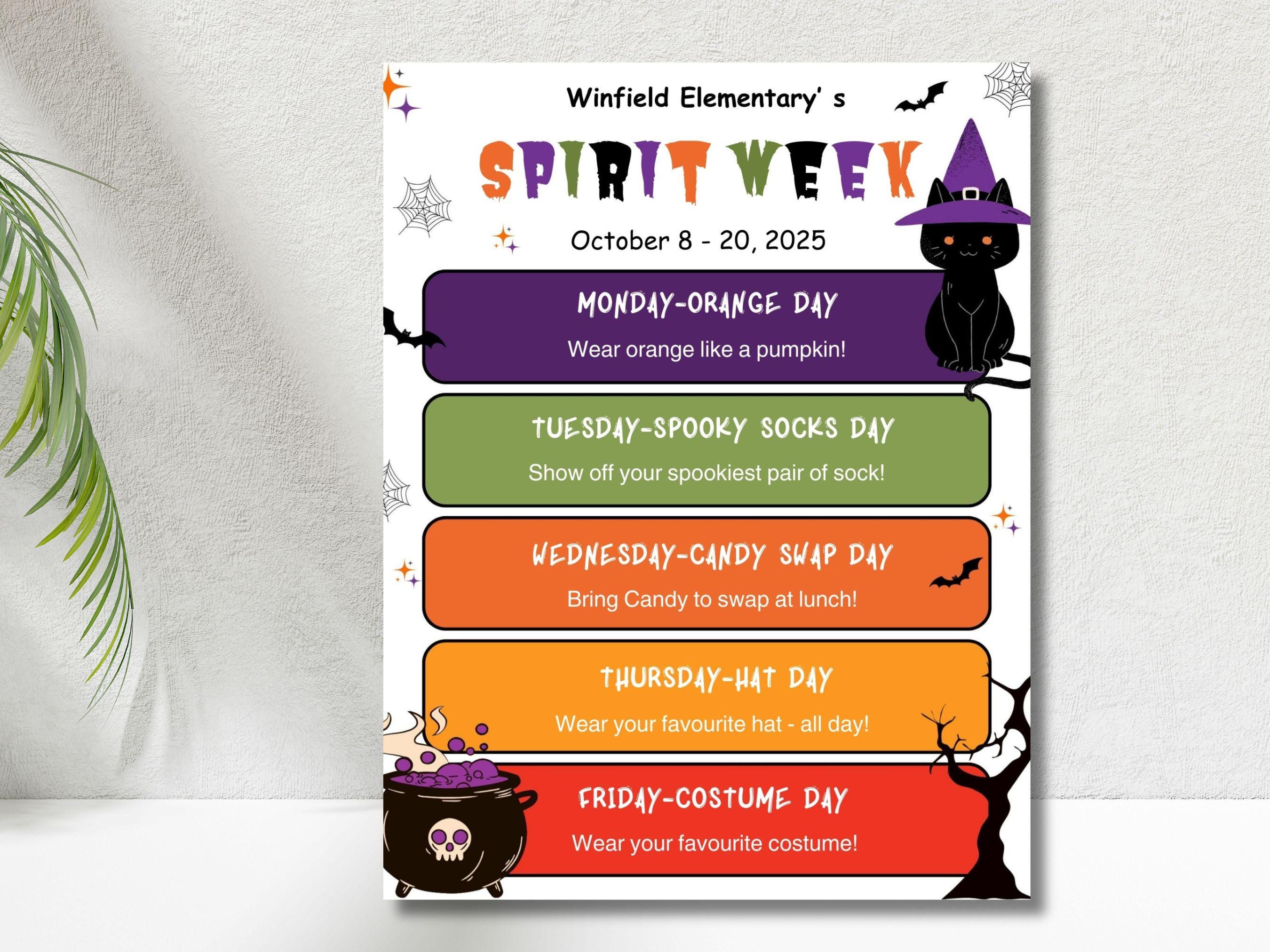 Editable Fall Spirit Week Flyer Template, Halloween Dress up Days ...