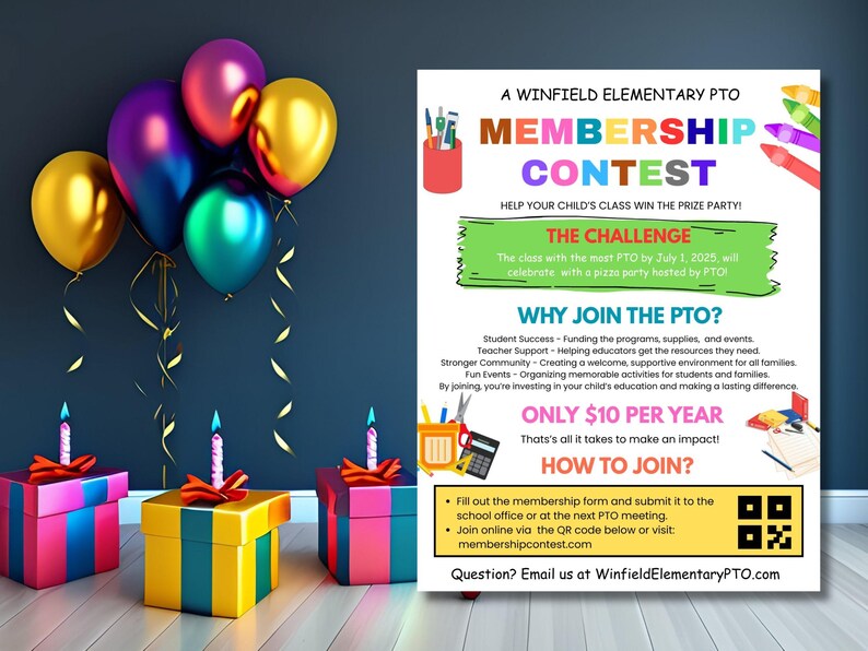 Editable PTA Membership Contest Flyer: Pizza Party Incentive (canva ...
