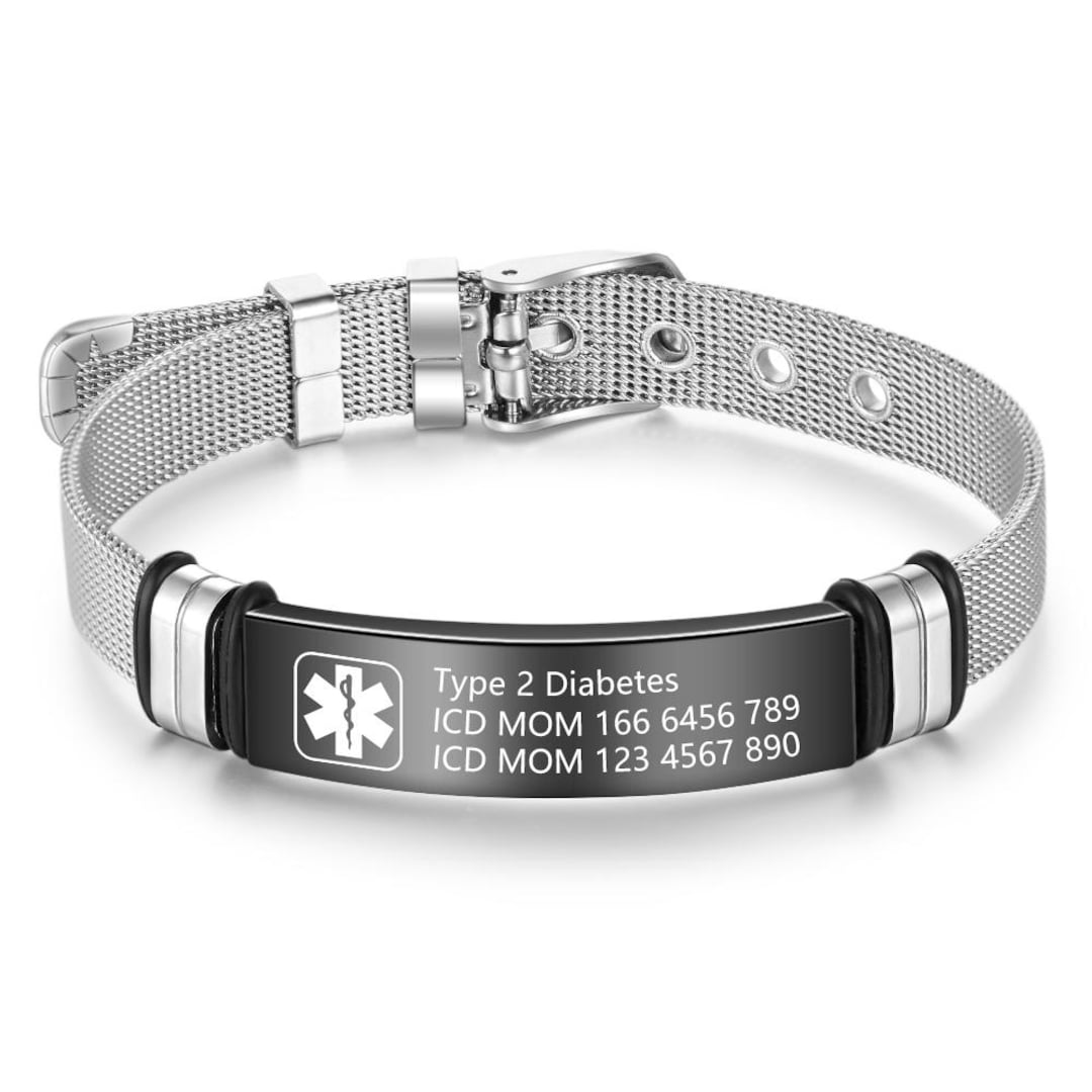 Custom Engravable Medical ID Bracelet for Men,men's Medical Jewelry ...