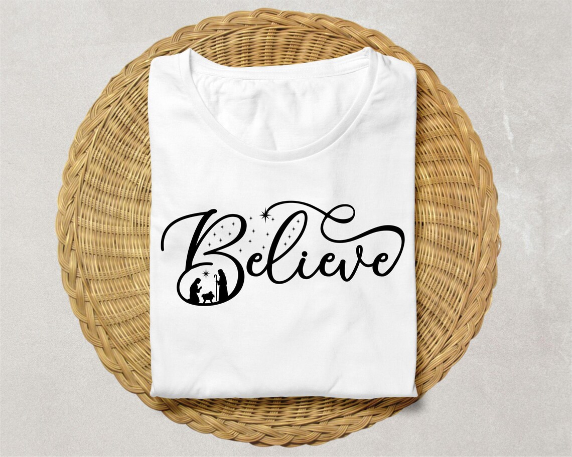 Believe Svg, Nativity Scene Svg, Believe With Nativity Scene Svg, Santa ...