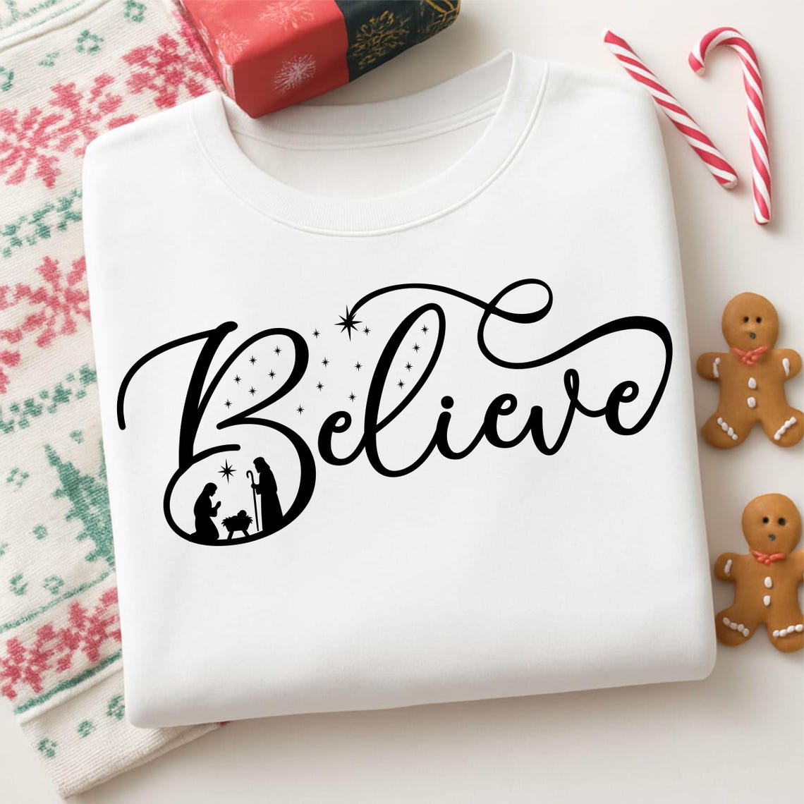 Believe Svg, Nativity Scene Svg, Believe With Nativity Scene Svg, Santa ...