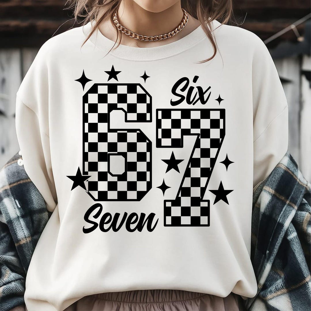 Checkered 67 Svg, 67 Checkered Png, 6 7 Checkered, 67 Cute Svg, Unique ...