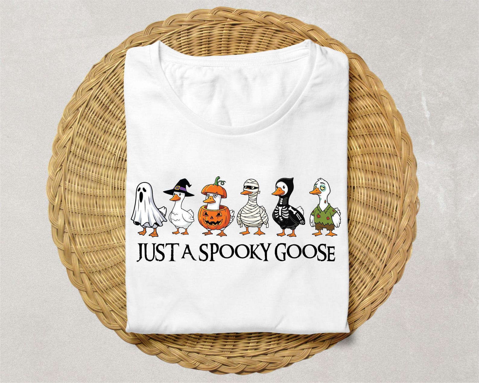 Just A Spooky Goose Tee, Halloween Goose Png Svg, Funny Halloween Svg ...