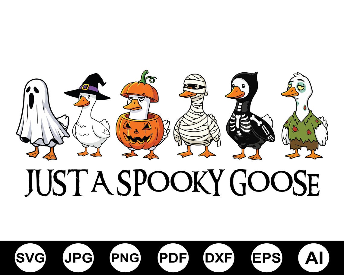 Just A Spooky Goose Tee, Halloween Goose Png Svg, Funny Halloween Svg ...