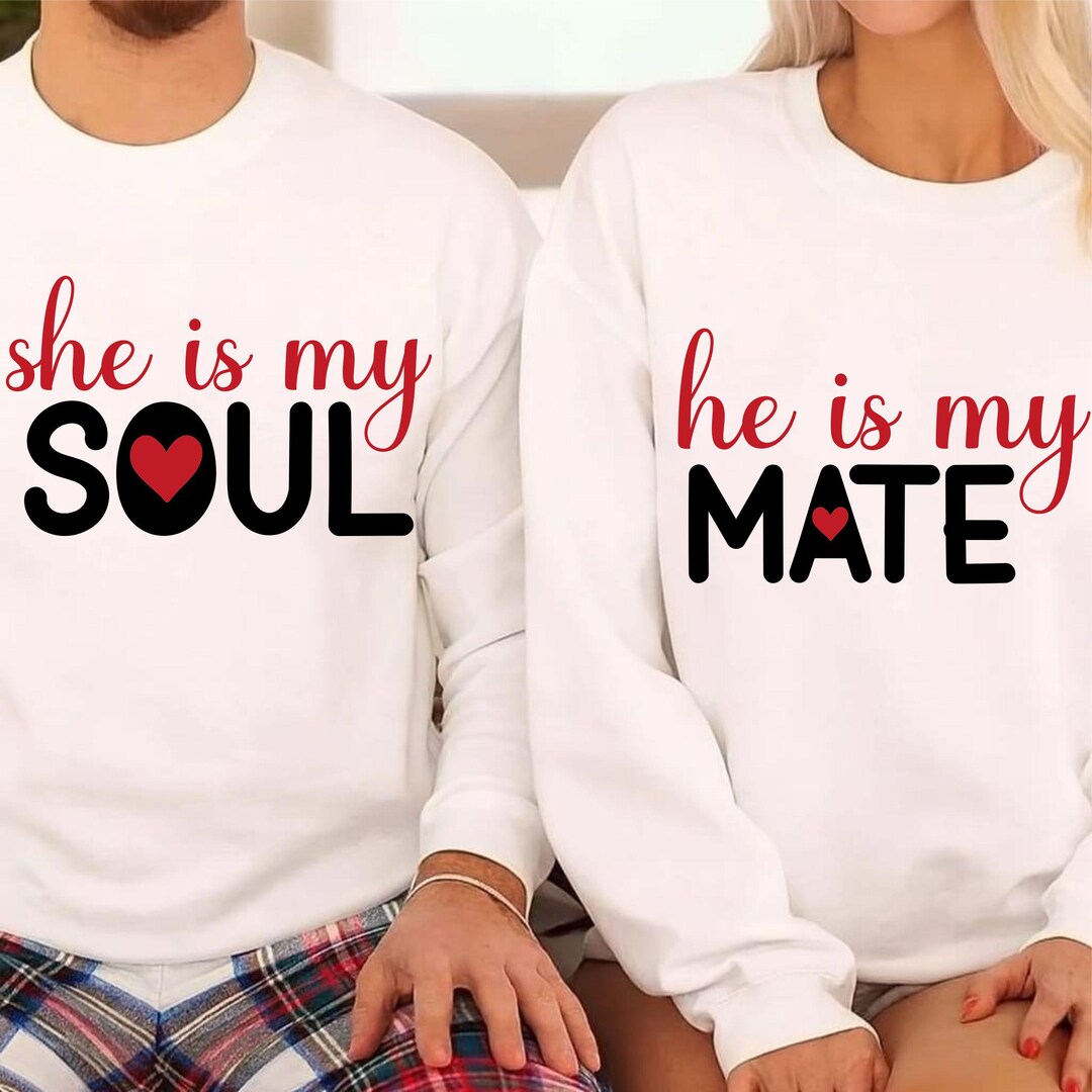 She is My Soul Svg, He is My Mate Svg, Couple Valentine Svg, Valentine ...