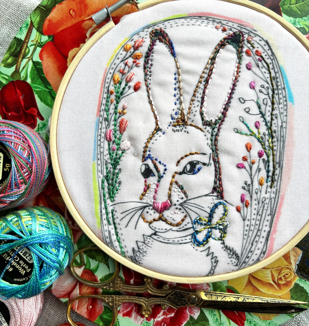 Vintage Inspired Bunny Embroidery Pattern - Etsy