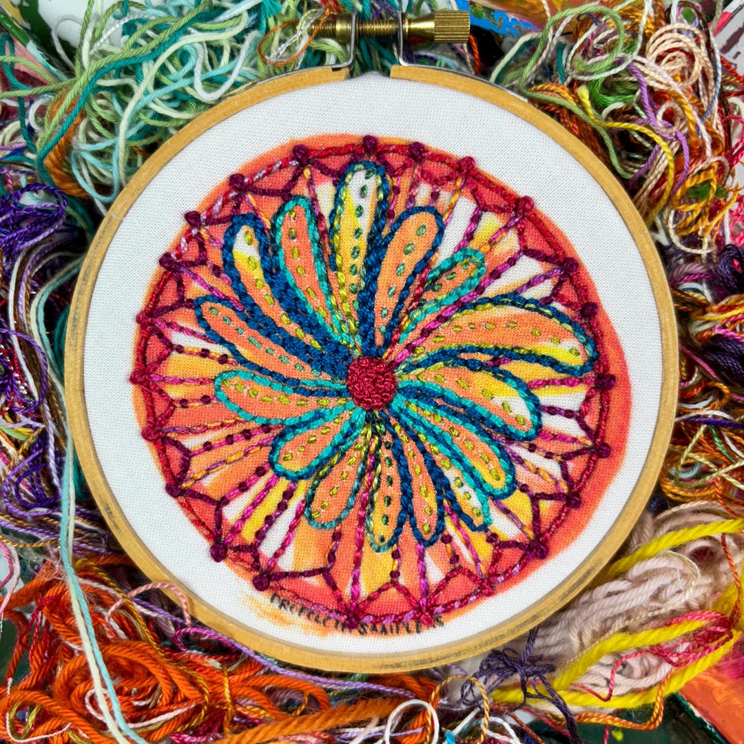 Solar Daisy Hand Drawn Embroidery Kit - Etsy