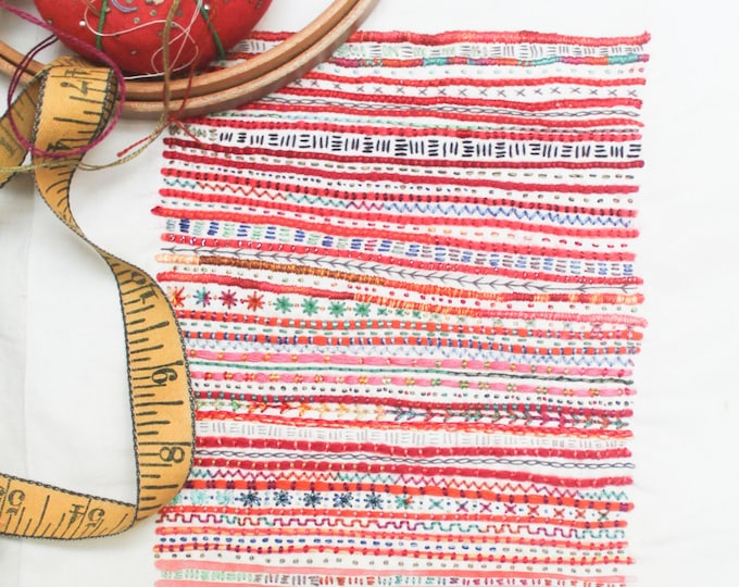 Red Stripe Embroidery Sampler - Etsy