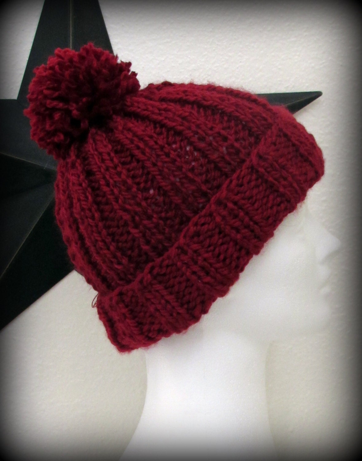 Hat knit hat hand knit hat red hat red knit hat red | Etsy