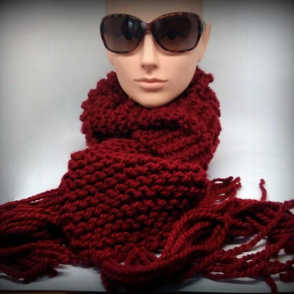 Red Knitted Scarf - Etsy