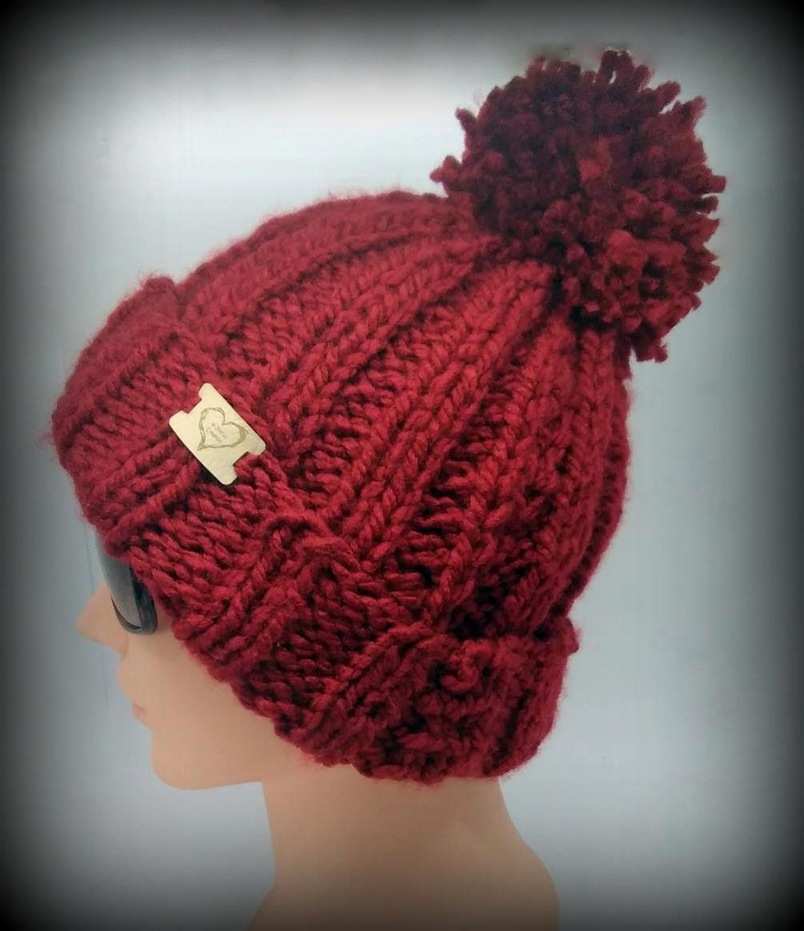 Hat Knit Hat Hand Knit Hat Red Hat Red Knit Hat - Etsy