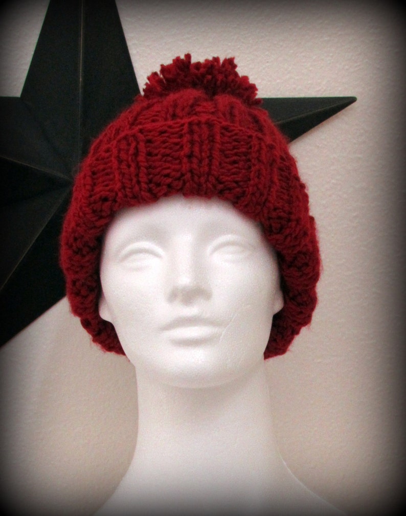 Hat knit hat hand knit hat red hat red knit hat red | Etsy