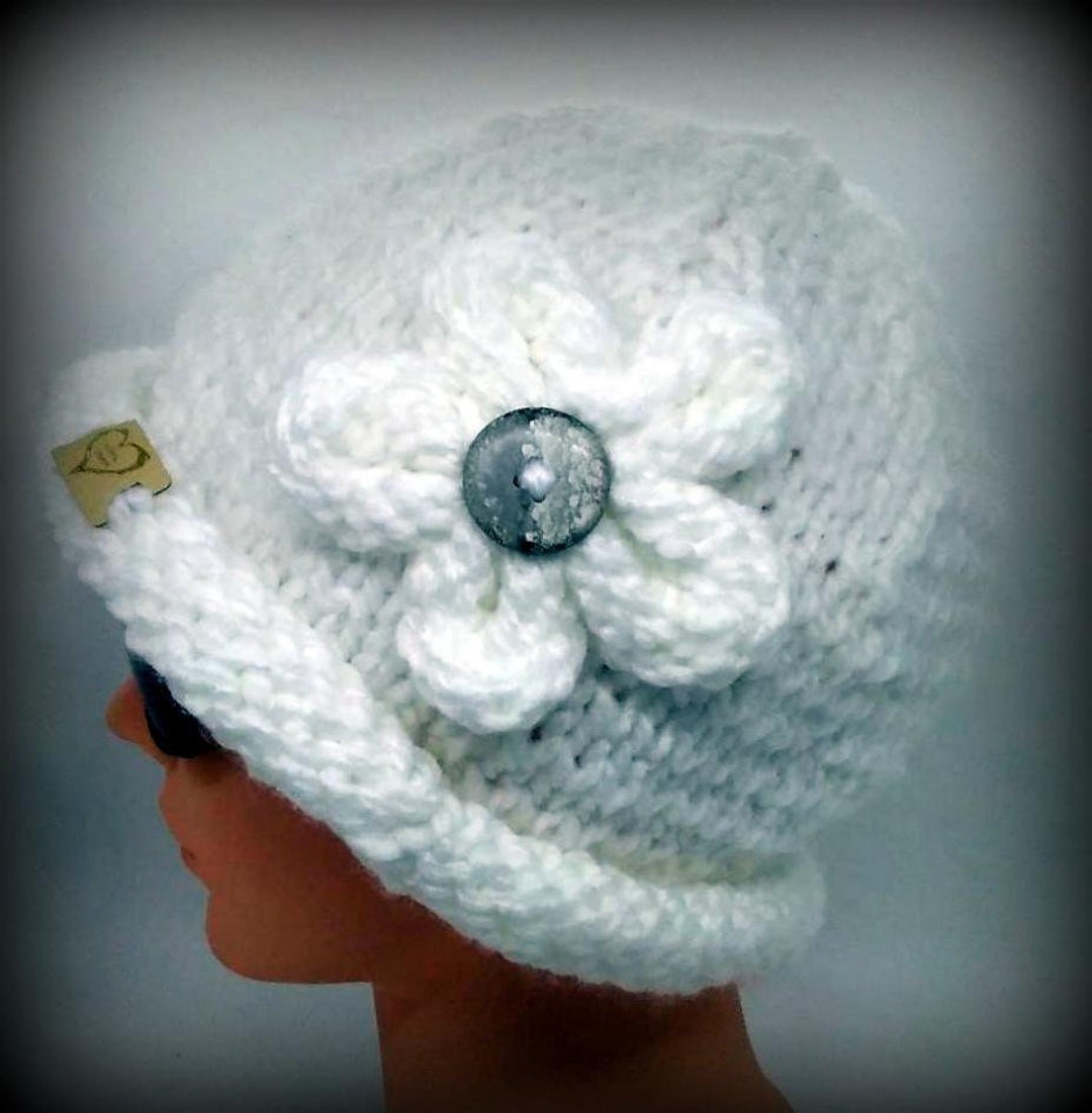 Hat Knit Hat Hand Knit Hat Funky Knit Hat Acrylic Knit Hat White White ...