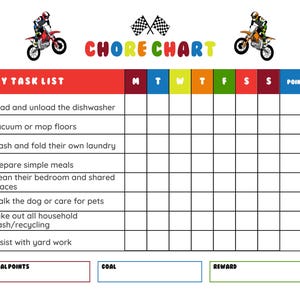 Kids Chore Chart Printable – Age-appropriate Weekly Task Tracker With ...