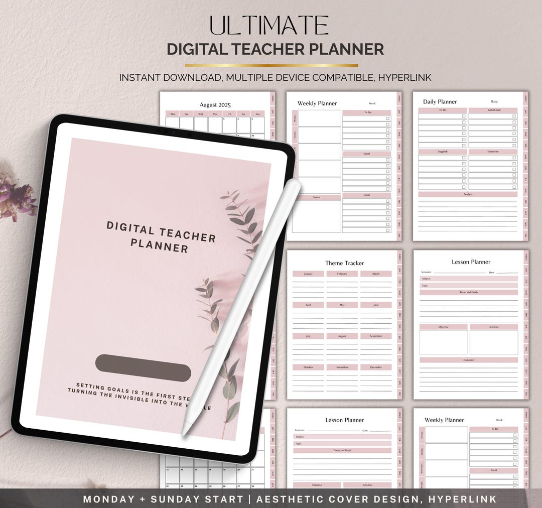 Digital Teacher Planner, Printable Classroom Organizer, Lesson Plan ...