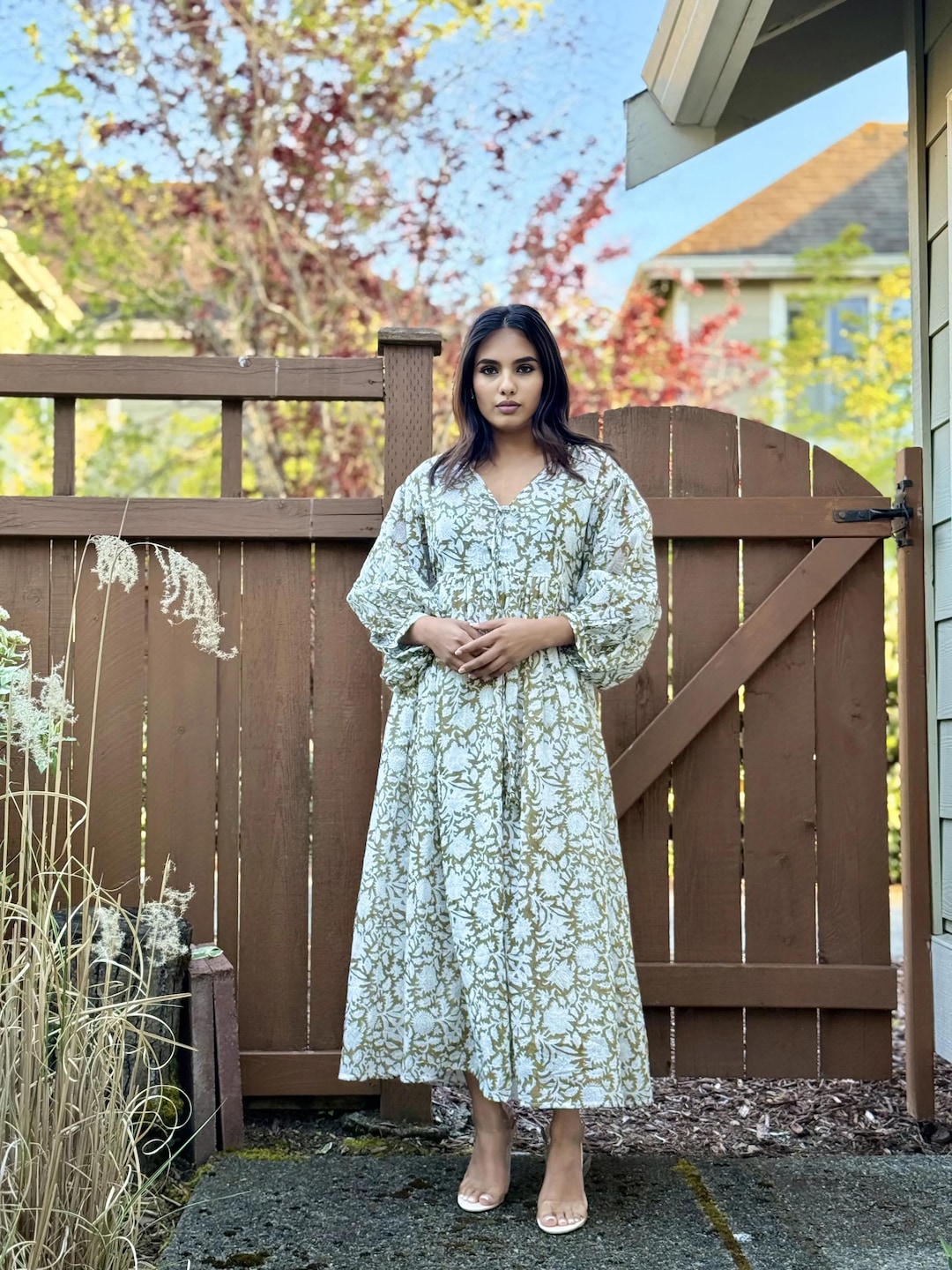 Cotton Resort Wear Midi Dress|summer Vacation Dress|boho Handblock ...