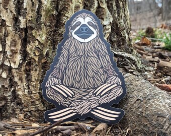 Meditating Sloth Sticker, Nice Day to Meditate, Sloth Yoga, Sloth ...