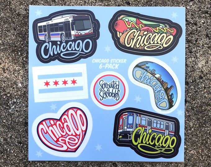 Chicago Sticker Pack of 14, Chicago Stickers, Chicago - Etsy