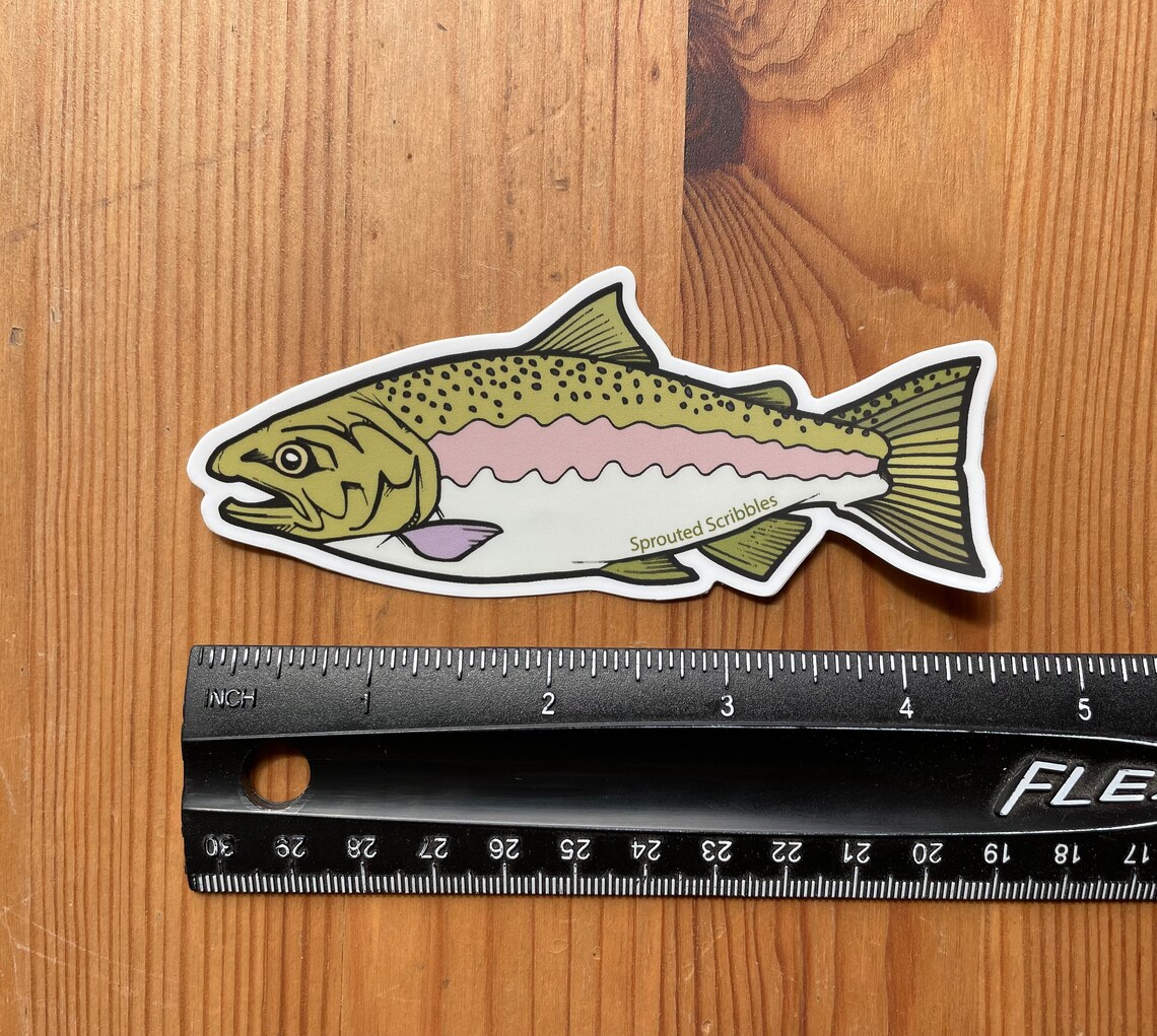 Fish Sticker - 4.5” Salmon Illustrated Vinyl Decal Tackle Box Sticker ...