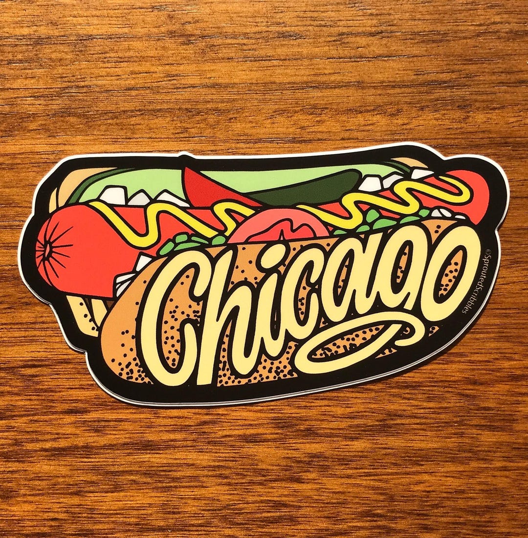 Chicago Hot Dog Sticker - 3.5" or 4.75” Waterproof Vinyl Decal ...