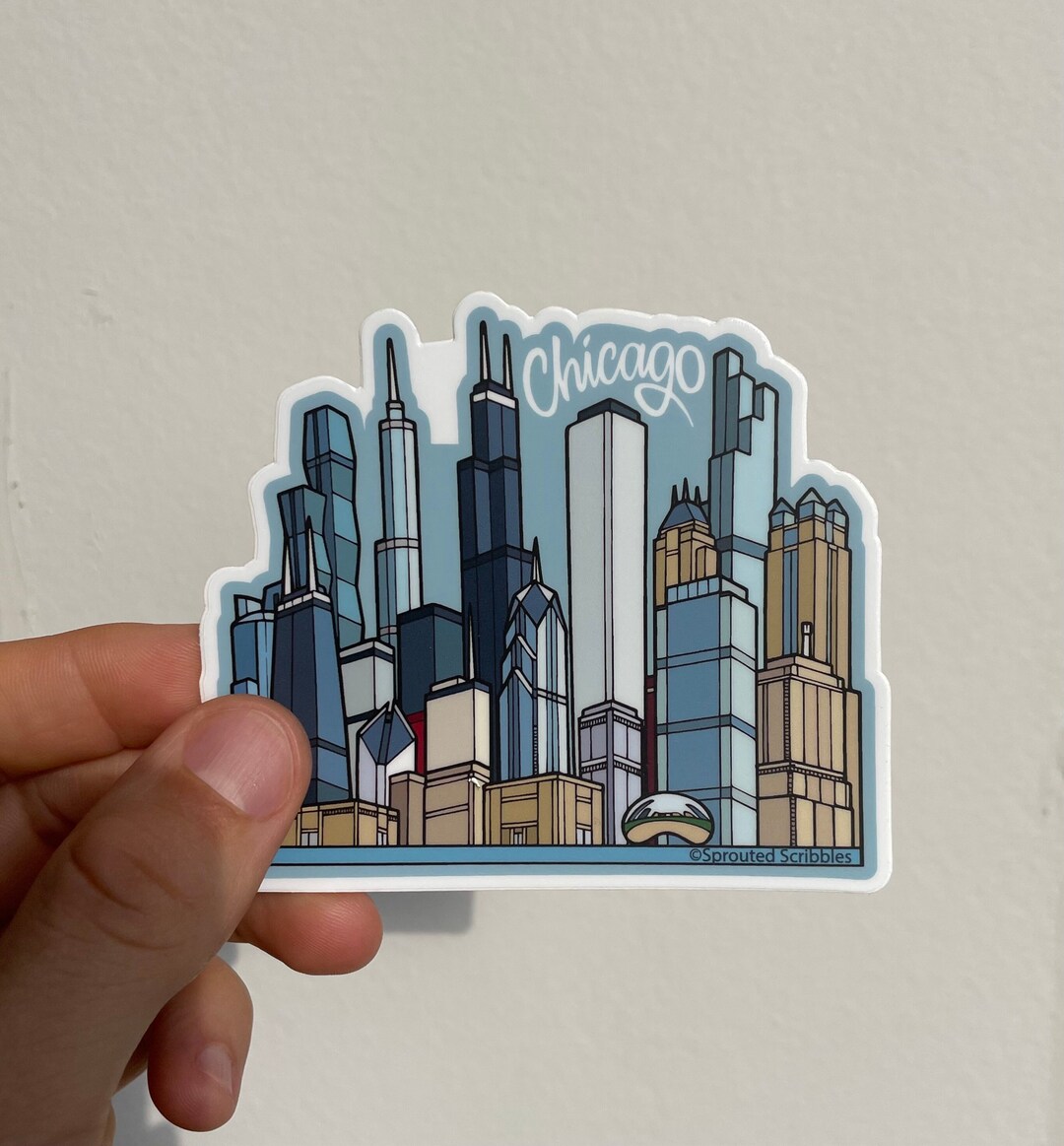 Chicago Sticker 3.5 or 4 Waterproof Vinyl Decal City Skyline Buildings ...