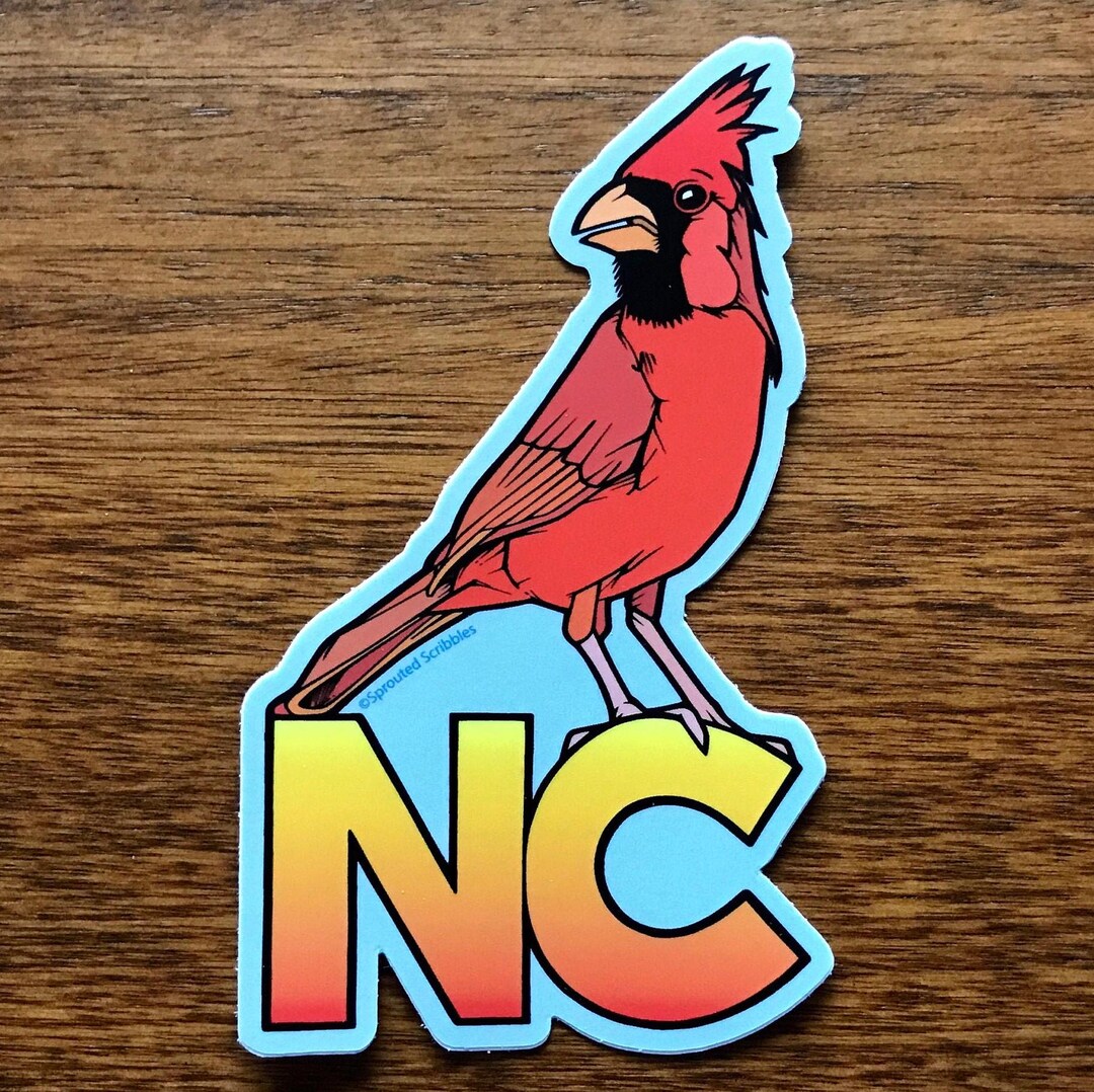 NC Sticker Cardinal - 3.5" or 4.5" North Carolina Vinyl Decal State ...