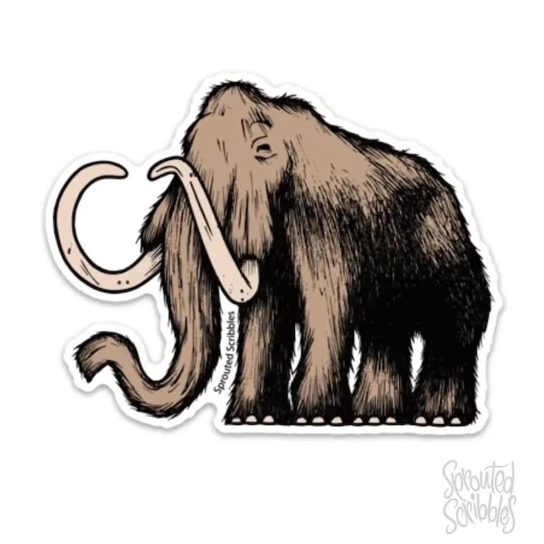 Woolly Mammoth Sticker - 4" Illustrated Vinyl Decal Pleistocene to ...