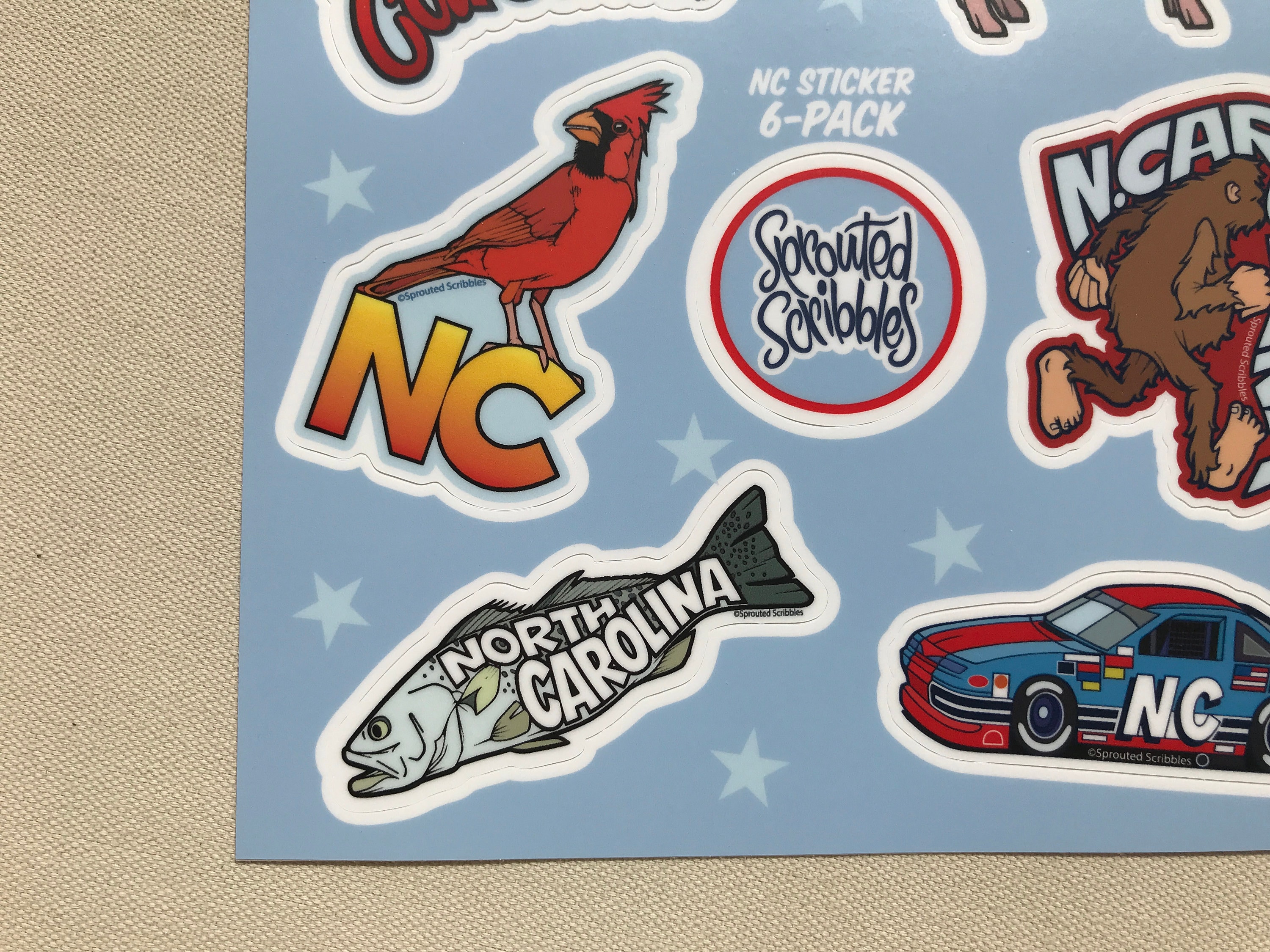 NC Sticker Sheet North Carolina MINI 6 stickers total | Etsy