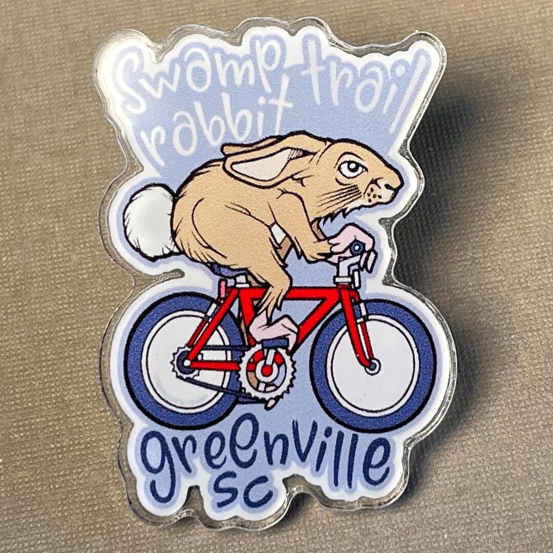 Greenville Acrylic Pin - 1.75" Swamp Rabbit Trail Biking Lapel Pin - Etsy