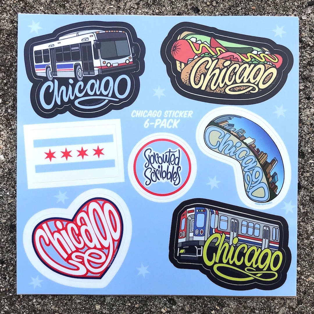 Chicago Sticker Pack - MINI 6 Stickers Total (2" to 2.75" Each) Vinyl ...