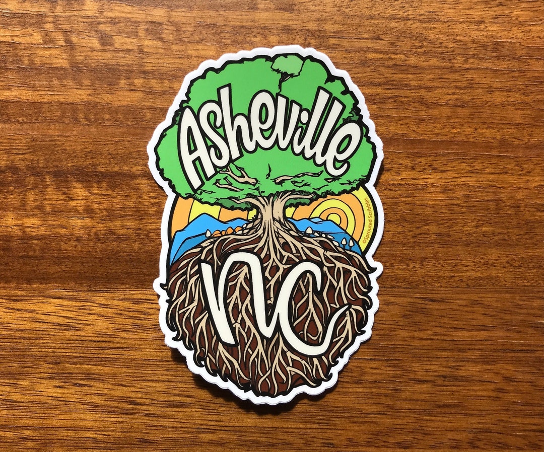 Asheville Sticker 4.25 10.8cm Tree Roots Mountains - Etsy