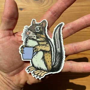 Chipmunk Sticker 4 Illustrated Forest Animal Decal Cute Woodland ...