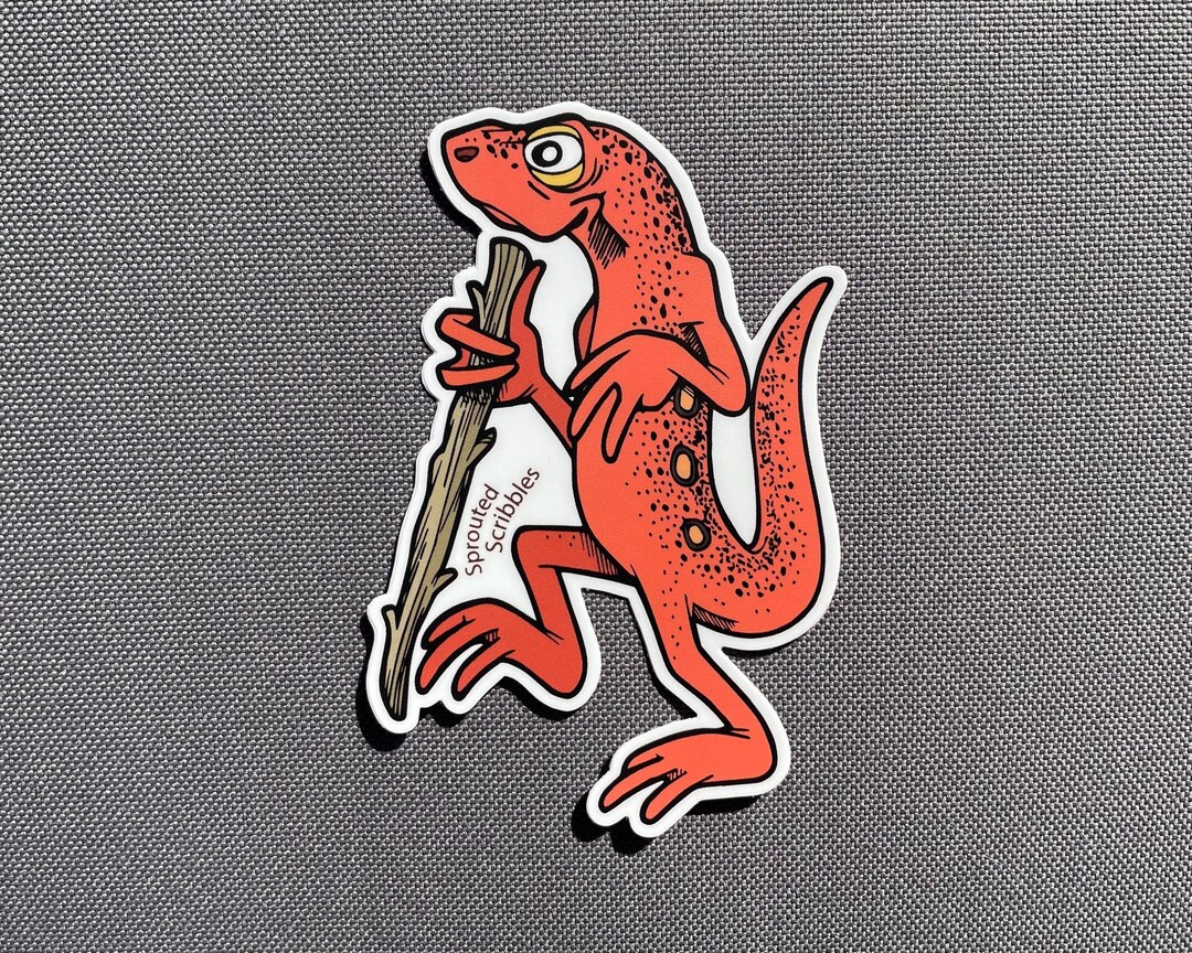Hiking Newt Sticker | Weatherproof Vinyl - Etsy