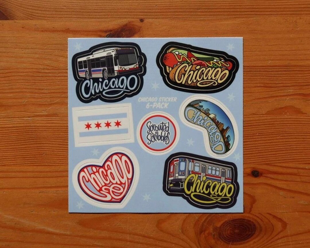 Chicago Water Bottle Stickers | Small Scrapbooking Travel Decals - Etsy