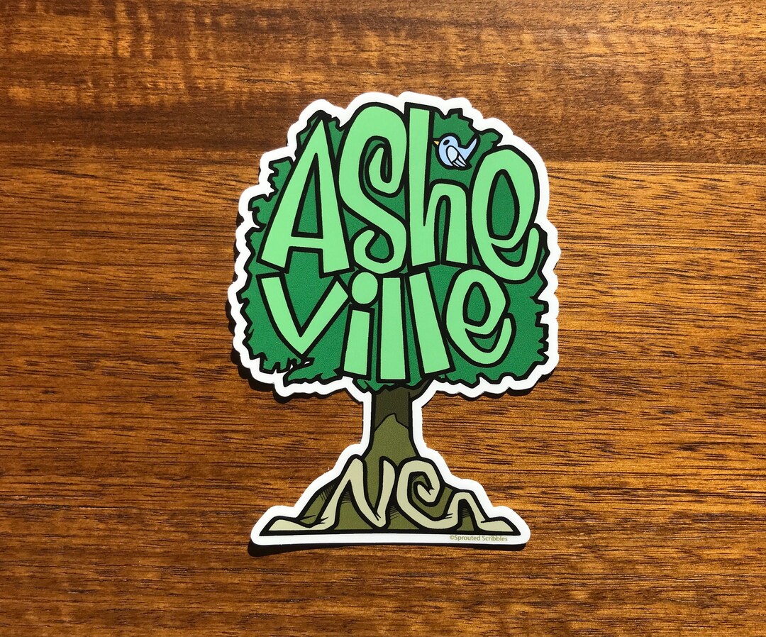 Asheville Sticker 3.5 or 4 Tree Blue Bird NC Waterproof Vinyl Decal ...