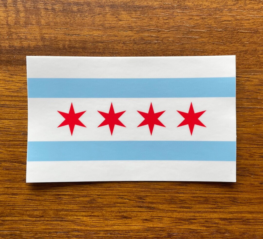 Chicago Flag Sticker 3.5 or 4.5 Waterproof Vinyl Decal Plain Rectangle ...