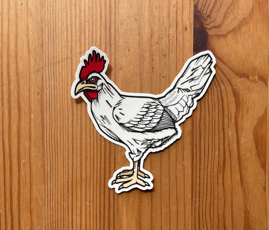 Chicken Sticker 3.5 Farm Animal Art Decal Illustrated Bird Decoration ...