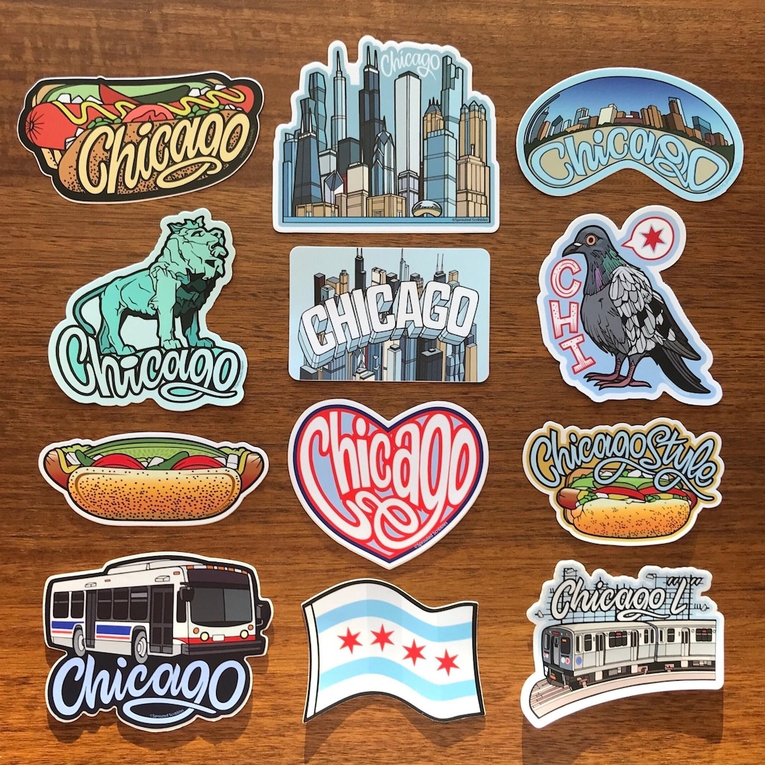 Chicago Sticker - 3.5" to 4" Illinois Travel City - Waterproof Vinyl ...