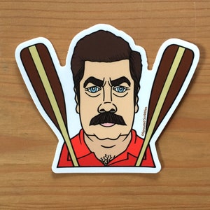 Ron Swanson Sticker 4.5 Canoe Paddles Funny Cute TV Waterproof Vinyl ...