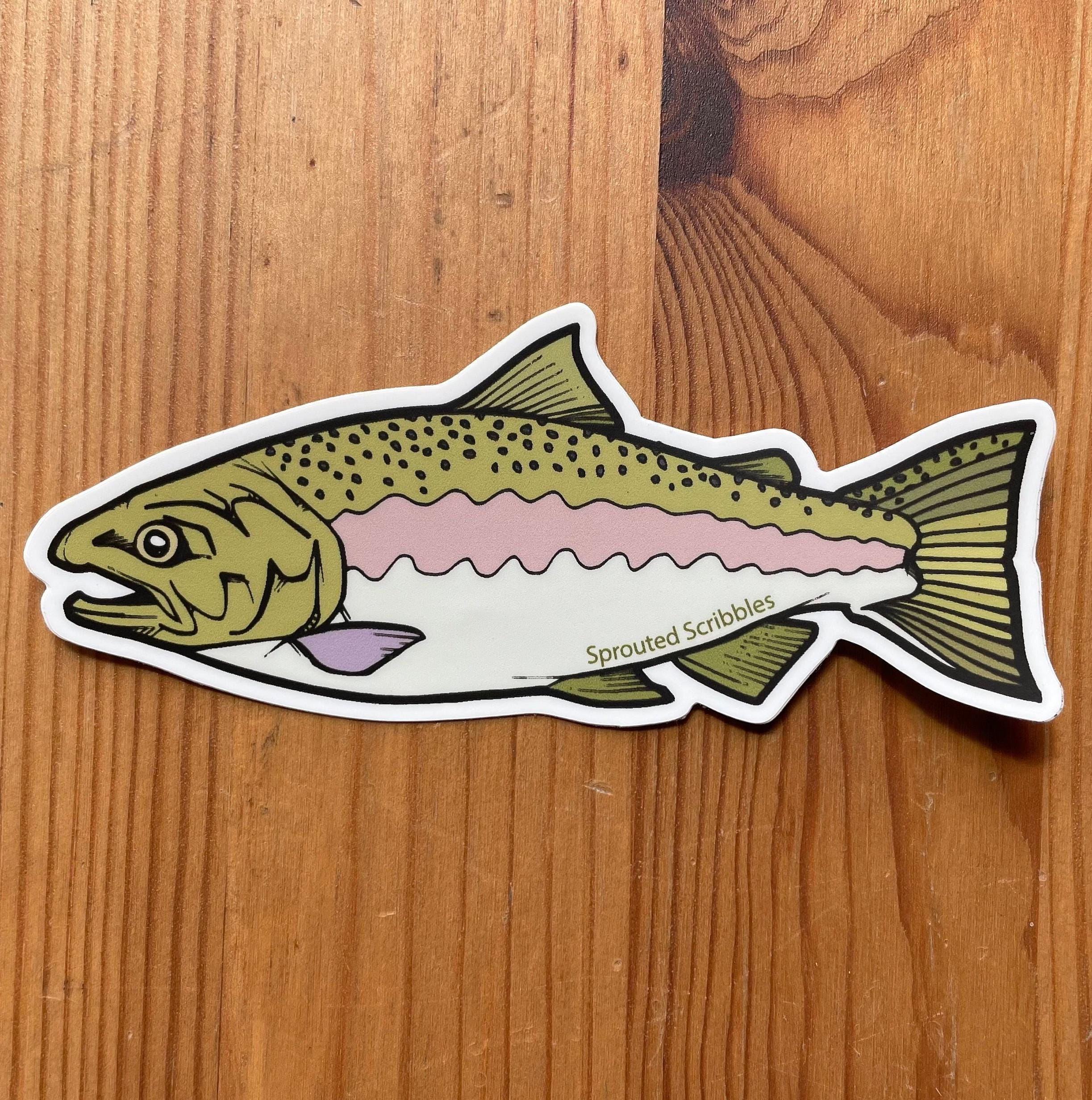 Fish Sticker - 4.5” Salmon Illustrated Vinyl Decal Tackle Box Sticker ...